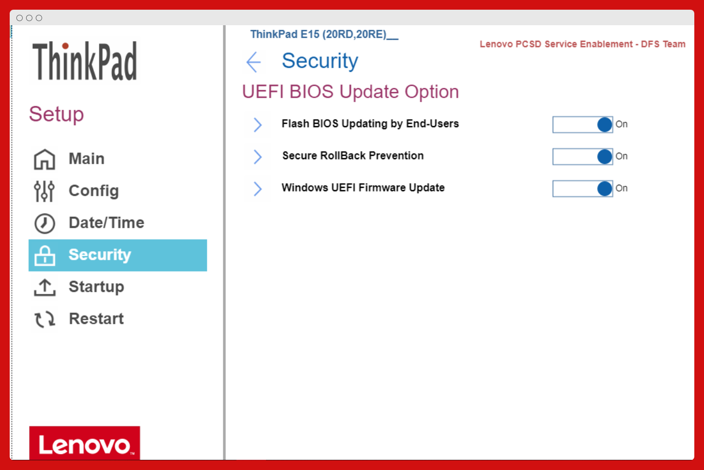 GUÍA BIOS 02 ThinkPad E15 (20RD 20RE)